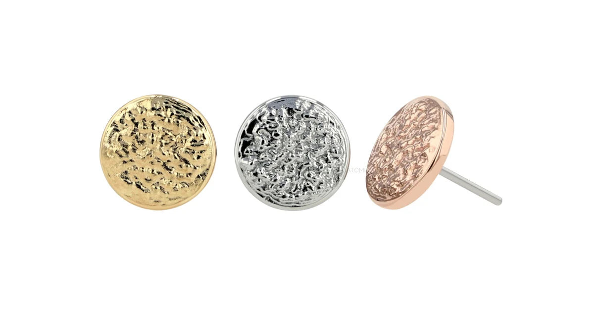 18k Gold Hammered Disk Threaded End – Body Manipulations LLC